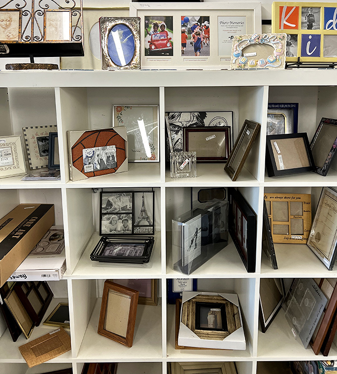 Picture frames galore wait to showcase your precious memories in styles spanning decades of home decor trends.