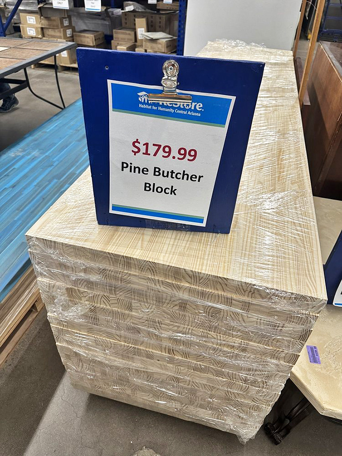 Solid pine butcher block that would cost a fortune elsewhere, priced for actual human budgets.