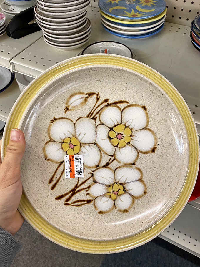 Vintage stoneware with flower motifs that would make your grandmother nod with approval and your hipster friends ask where you found it.