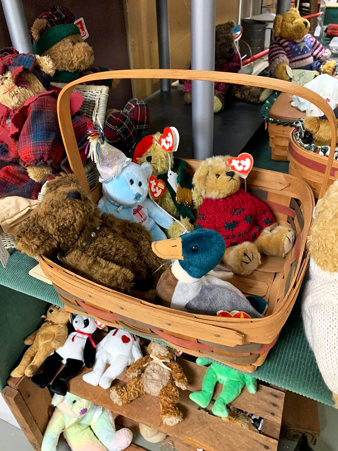 Beanie Babies and teddy bears galore&mdash;this basket of plush companions proves that some childhood treasures never lose their charm.
