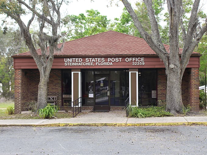 The post office maintains that classic small-town charm where everyone knows your name and your mail carrier.