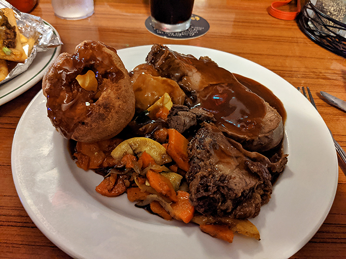 Sunday roast that would make your British grandmother weep with joy&mdash;tender meat, Yorkshire pudding, and gravy worth bottling.