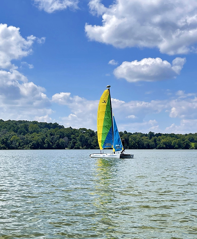 That colorful sail against Pennsylvania's blue canvas isn't just transportation&mdash;it's performance art with nature as the audience.