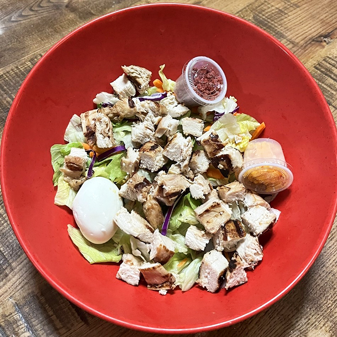A chicken salad that acknowledges vegetables have their place at a steakhouse &ndash; especially when topped with perfectly grilled protein.