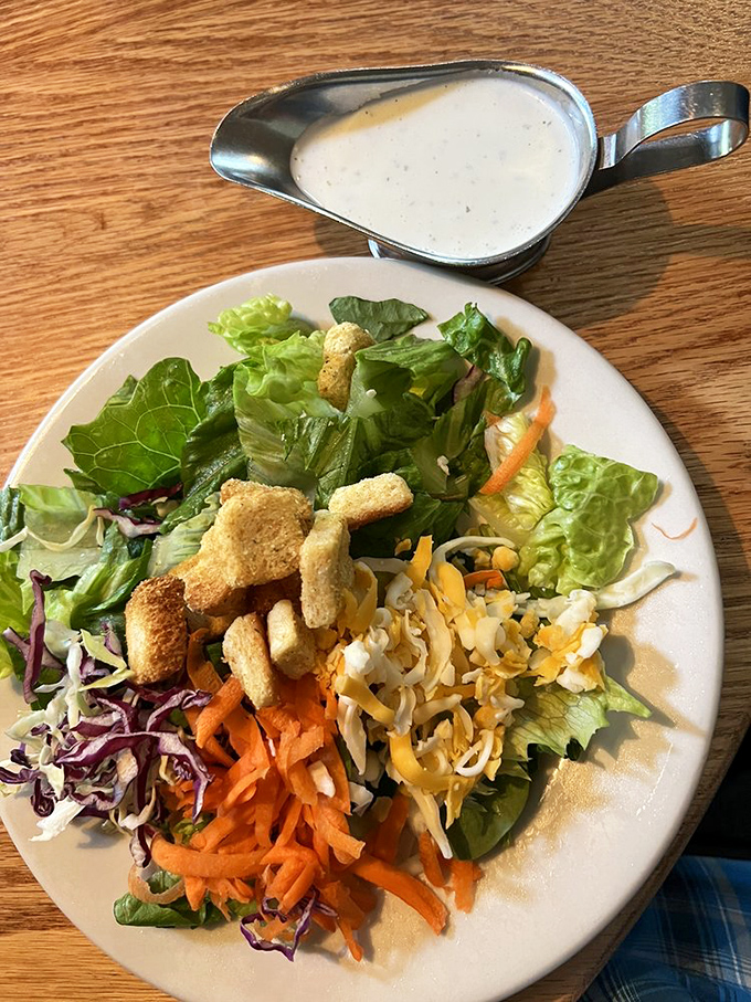 Even the salad gets respect here&mdash;fresh, colorful, and substantial enough to satisfy without filling the space reserved for the main event.