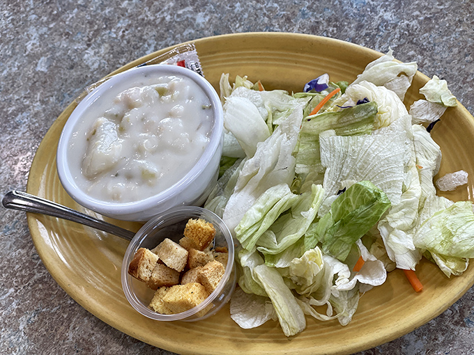 Even the salad doesn't pretend to be something it's not&mdash;honest ingredients that let you feel virtuous while saving room for what's coming next.