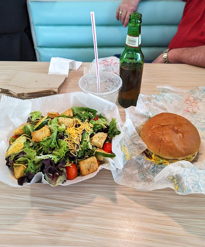 When you can't decide between healthy and indulgent, Bearden's offers both &ndash; a fresh garden salad alongside their legendary burger.