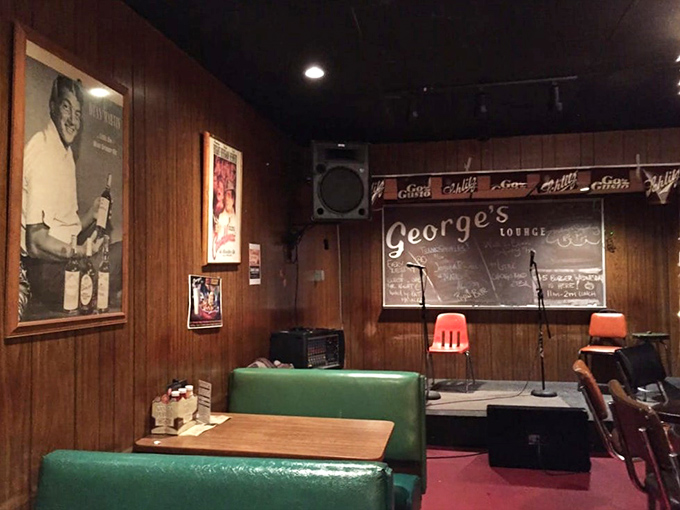 The stage area where local musicians have created memories for generations. Those green booths have heard some stories.