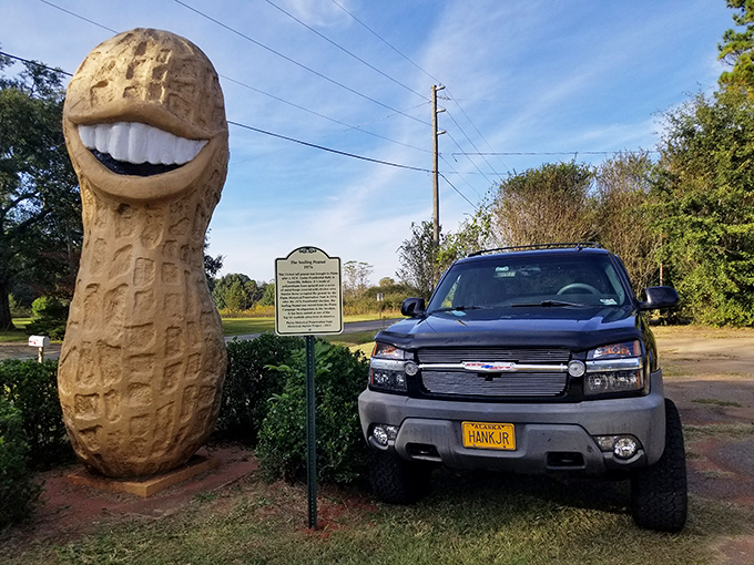 A motorcycle convoy makes a pilgrimage to the smiling peanut. Even the toughest road warriors can't resist this goofy charm.