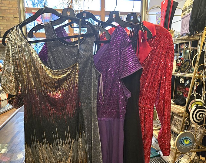 Sequins for days! These sparkling vintage gowns are waiting for their second act—whether it's a gala, costume party, or just making Tuesday feel special.