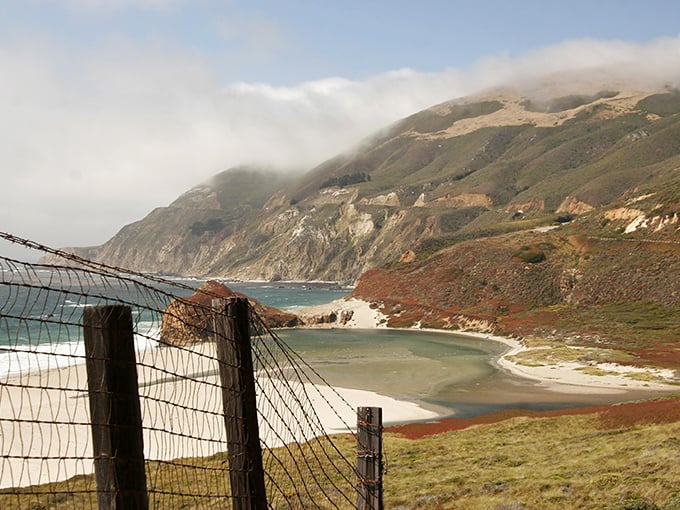Morning fog rolling in like nature's special effects department working overtime. The Big Sur coastline playing hard to get.