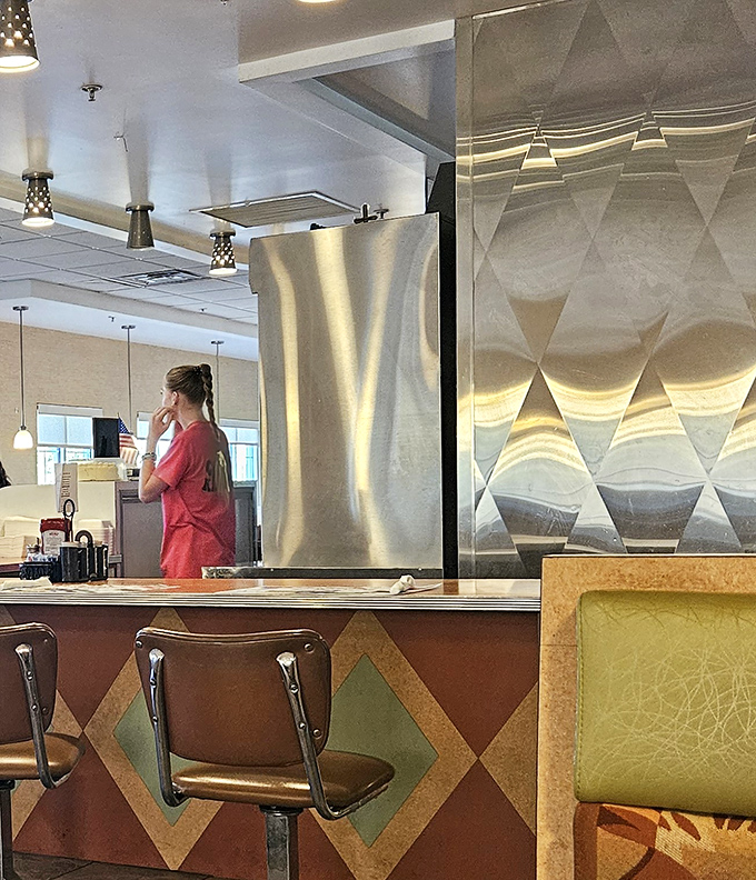 The counter area where diner magic happens. Chrome, formica, and friendly service&mdash;some things never go out of style.