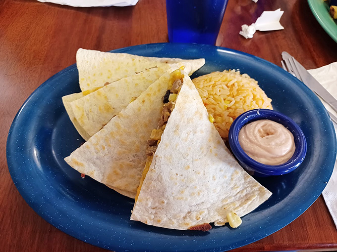 Quesadillas with a side of sunshine. The kind of lunch that makes you want to high-five the chef.