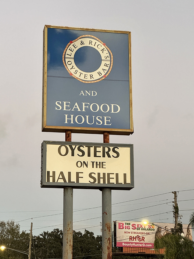The maritime beacon that guides hungry travelers. This vintage sign has likely directed generations of seafood lovers to their happy place.