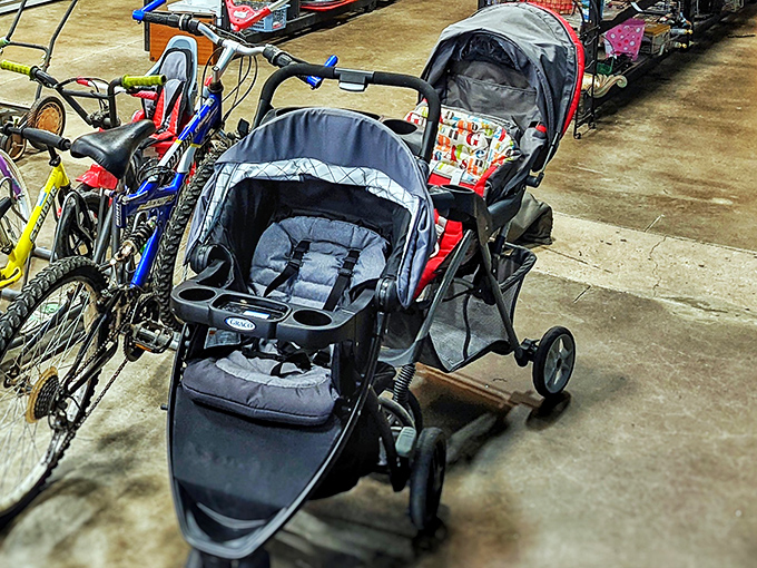 Today's stroller section is tomorrow's college fund. Gently used baby gear that costs less than a week's worth of diapers.