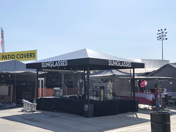 Future's so bright, you gotta check out this booth! A fortress of eyewear offering protection from the California sun with a dash of style.