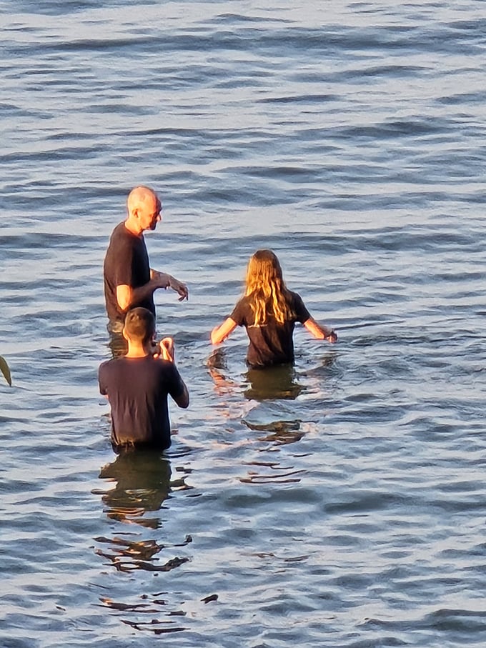 Family swimming lessons in Lake Erie&mdash;where "just a little deeper" becomes a memory that lasts longer than any souvenir t-shirt.