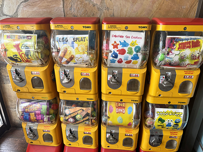 Vintage toy machines standing guard by the entrance&mdash;where kids learn patience and parents experience nostalgia for just a dollar.