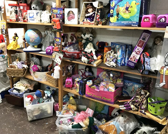 Doll collectors, brace yourselves! This shelf of porcelain faces and childhood dreams could easily become your next obsession.