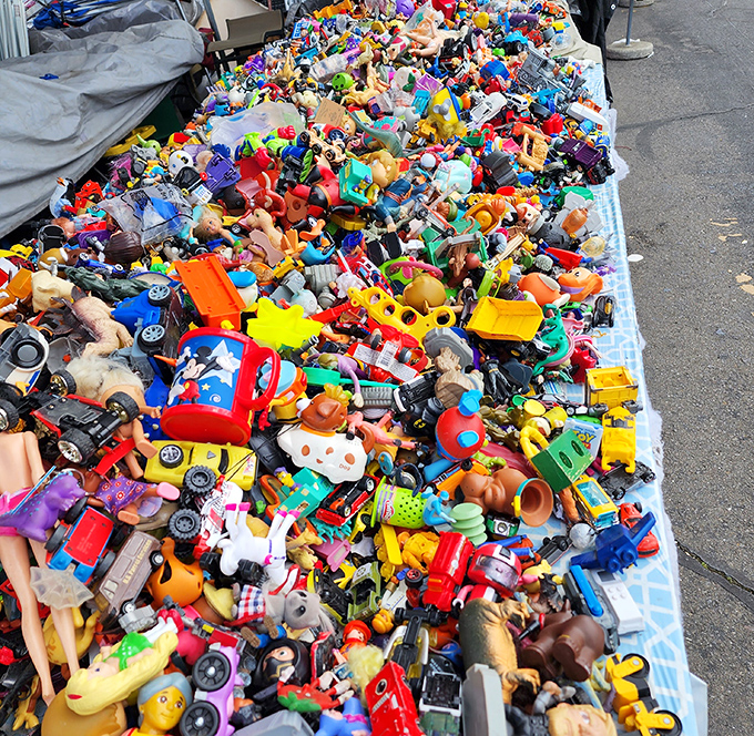 Nostalgia by the pound! This chaotic wonderland of vintage toys is where childhood memories get a second chance at play.