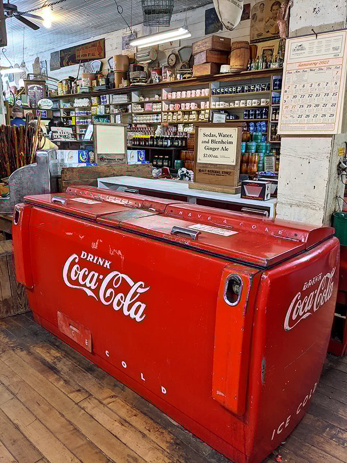 This vintage Coca-Cola cooler isn't just preserving sodas&mdash;it's preserving a time when "ice cold" was an advertising promise, not just a refrigerator setting.