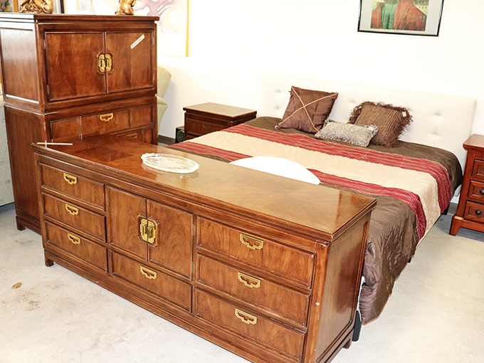 A bedroom set with more drawers than your life has secrets&mdash;solid wood craftsmanship that survived one family and is ready for yours. 