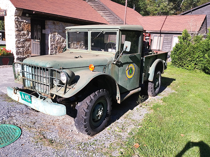 A vintage military truck that looks ready to star in its own History Channel series.