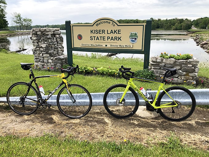 Two bikes, one welcome sign, endless possibilities. The perfect starting point for pedal-powered adventures.