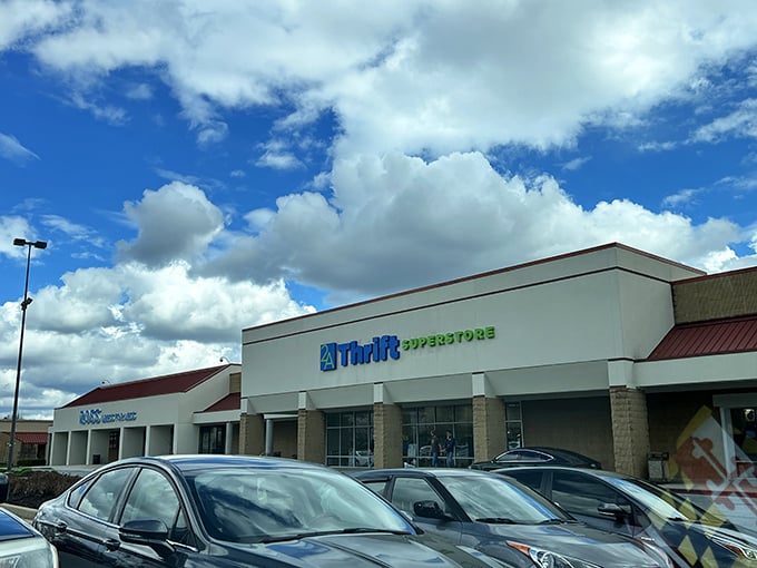 Clean architecture and ample parking signal a thrift superstore that takes customer experience seriously indeed.