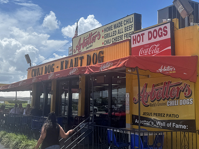 This Miami institution wears its heritage proudly - orange and yellow like perpetual sunshine.