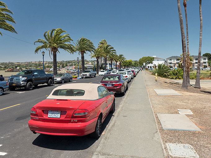 Benicia's waterfront promenade stretches along the Carquinez Strait, offering bay breezes and stunning water views.