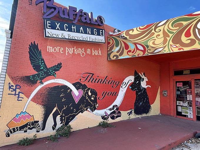 Buffalo Exchange's artistic mural transforms thrift shopping into a cultural experience worth Instagram posts.