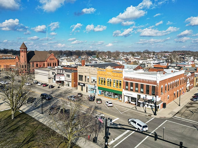 Celina's town square looks like it belongs on a postcard, with its classic courthouse and surrounding businesses forming a perfect small-town tableau.