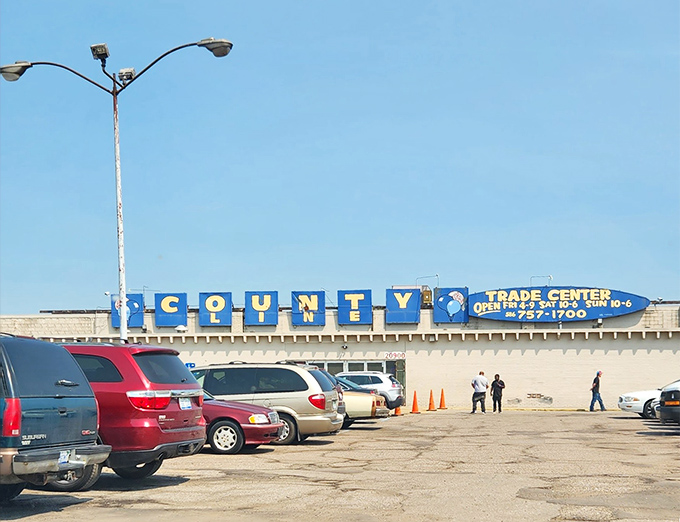 County Line's massive blue sign is like a beacon for bargain hunters across Metro Detroit.