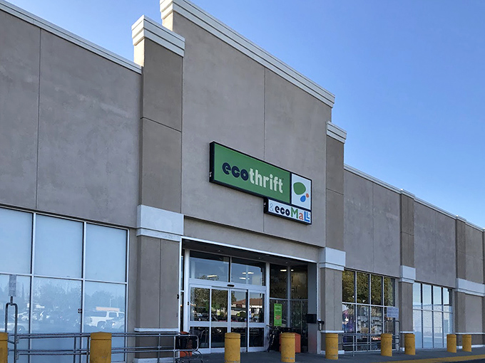 Eco Thrift's modern exterior proves that sustainable shopping can look as sleek as any contemporary retail experience.