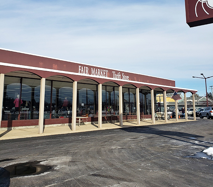 Classic storefront design welcomes shoppers to a place where fair prices meet quality merchandise every day.