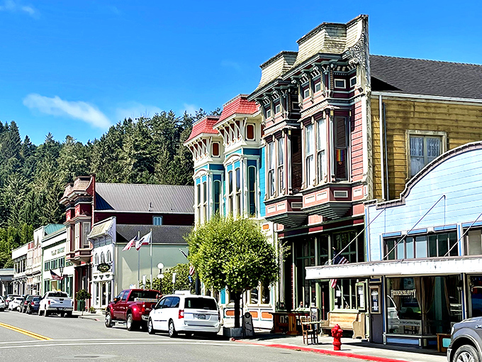 Victorian splendor nestled against emerald hills! Fortuna's rainbow row of painted ladies flaunts small-town glamour with big personality.
