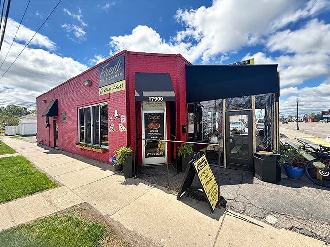 Fredi's vibrant red brick facade announces serious pizza passion from a place that clearly loves what it does.