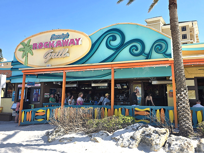 Surfboard fencing and beach vibes - this is where great seafood meets pure Clearwater Beach magic.