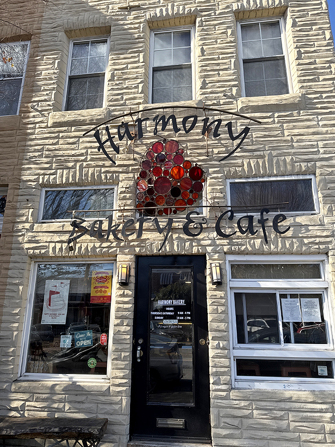Behind that artistic stained glass sign lies a haven where dietary restrictions and deliciousness live in perfect, well, harmony.