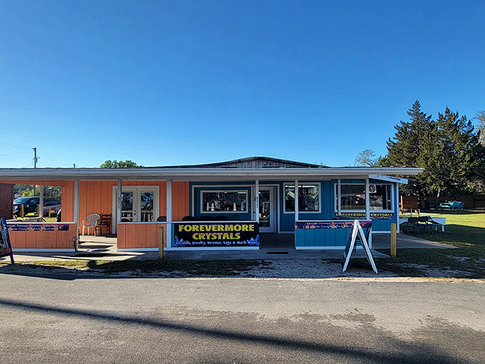 "Forevermore Crystals" in Homosassa Springs&mdash;where the building's vibrant colors compete with whatever sparkly treasures wait inside!