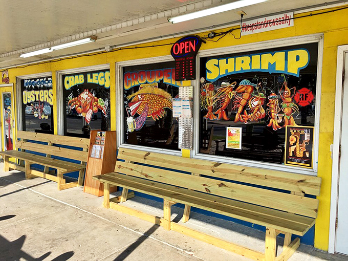 Hunt's vibrant yellow exterior is as bright as the smiles you'll have after tasting their legendary oysters.