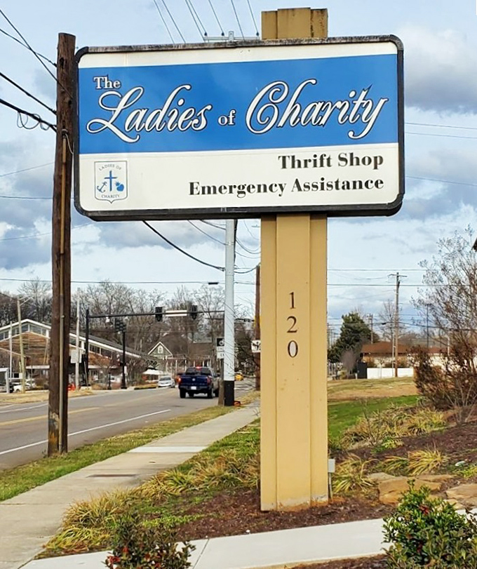 The Ladies of Charity sign promises the kind of caring service your mother would appreciate.