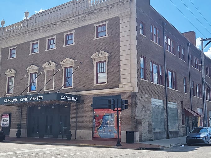 The Carolina Civic Center anchors Lumberton's downtown like a reliable old friend, offering culture without costly admission fees.