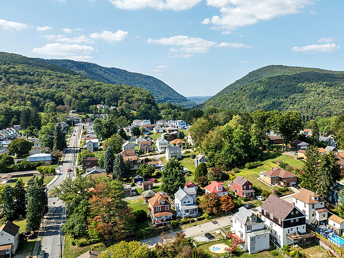 From above, you can see how this gateway town sits poised between civilization and wilderness.