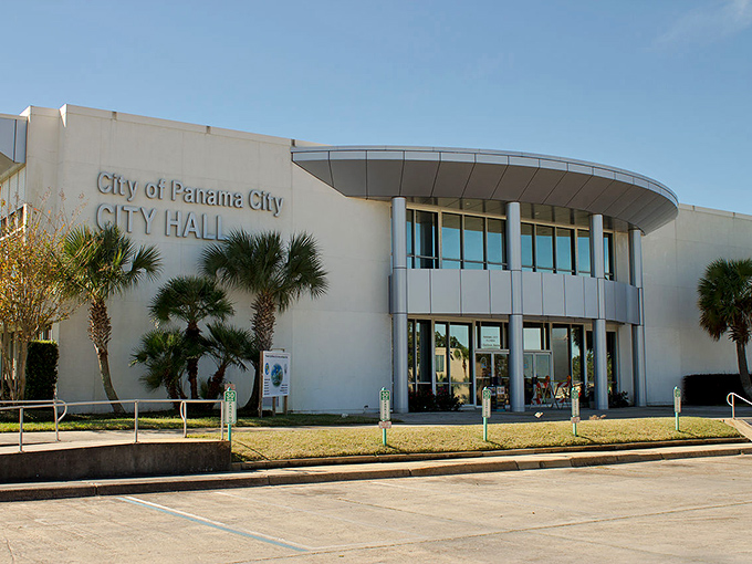 Panama City's modern City Hall stands ready to serve residents who've discovered Gulf Coast living doesn't require lottery winnings.