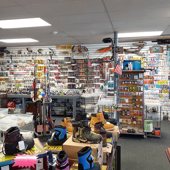 Inside this merchandise metropolis, fluorescent lights illuminate everything from fishing gear to fashion finds. Organized chaos never looked so inviting.