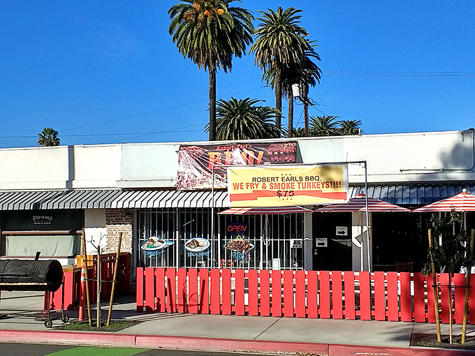 Robert Earl's keeps it real with that classic neighborhood barbecue joint look that never goes wrong.
