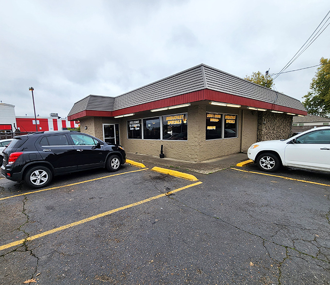 That solid brick construction says "we're here to stay" - the kind of reliability you want in breakfast.