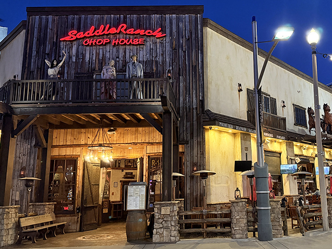 Saddle Ranch's Wild West facade promises a rootin'-tootin' good time. Thankfully, they take their steaks more seriously than their decor.